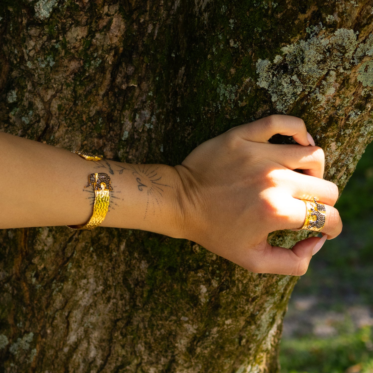 Guardian Black Elephant Gold Cuff Bracelet – EBRU JEWELRY