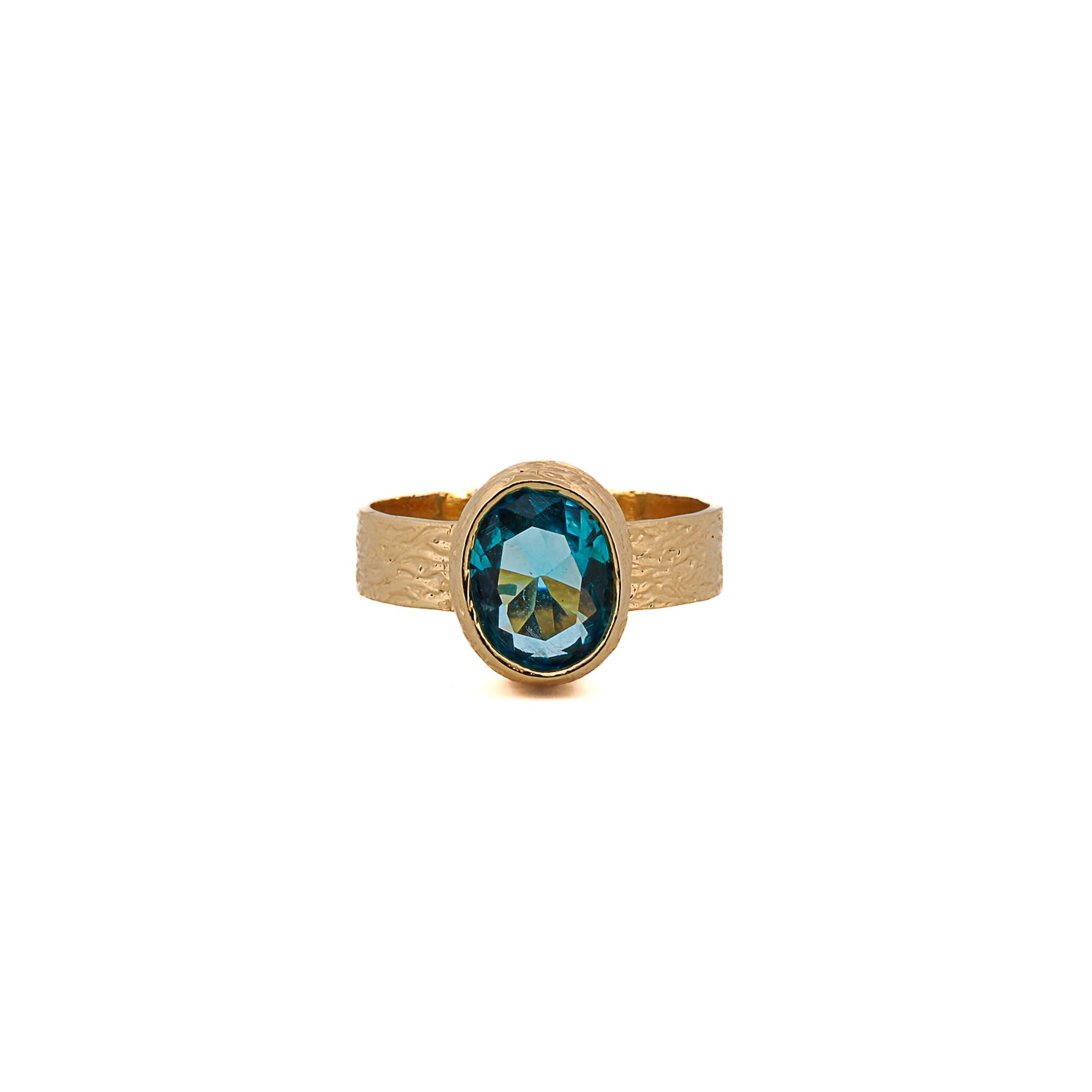 Cleopatra Blue Topaz Adjustable Gold Ring | Ebru Jewelry