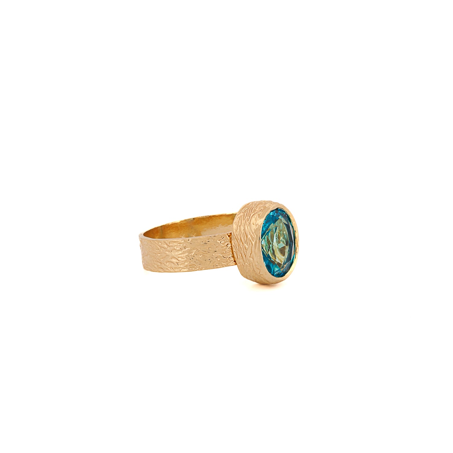 Cleopatra Blue Topaz Adjustable Gold Ring | Ebru Jewelry