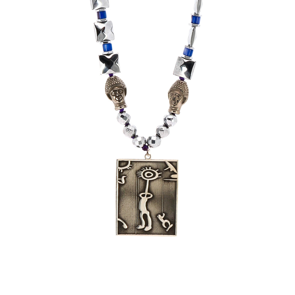 Shaman Silver Hematite & Buddha Beaded Necklace | Ebru Jewelry