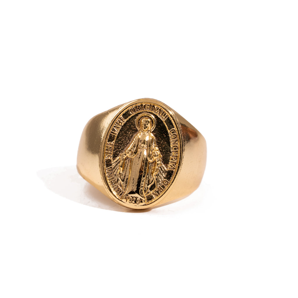 Divine Protection Virgin Mary Gold Vermeil Ring – EBRU JEWELRY