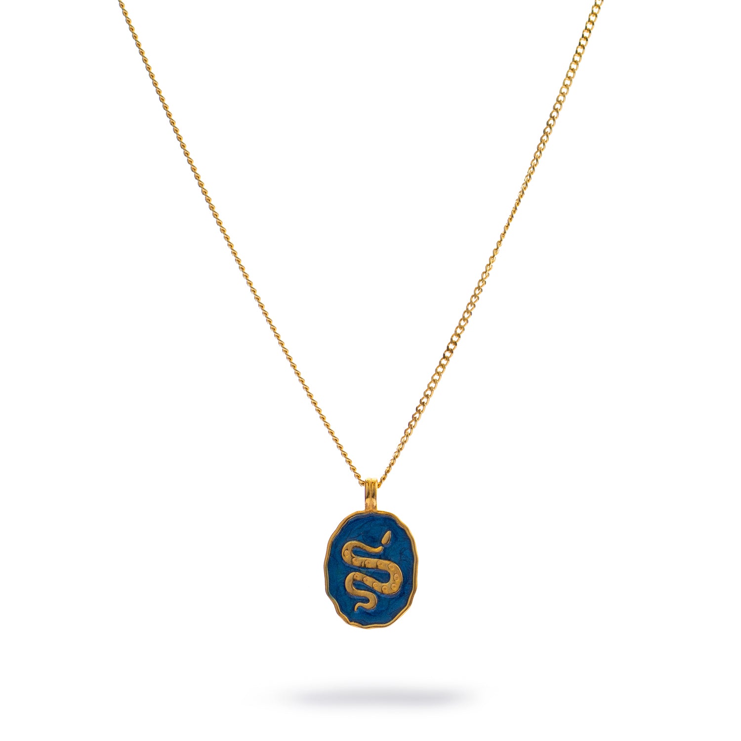 Guardian Snake Blue Enamel Gold Necklace – EBRU JEWELRY