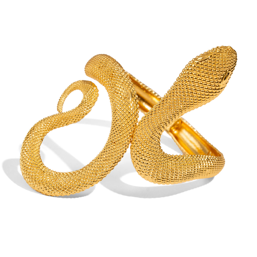 Mystic Snake Guardian Gold Chunky Adjustable Cuff Bracelet – EBRU JEWELRY