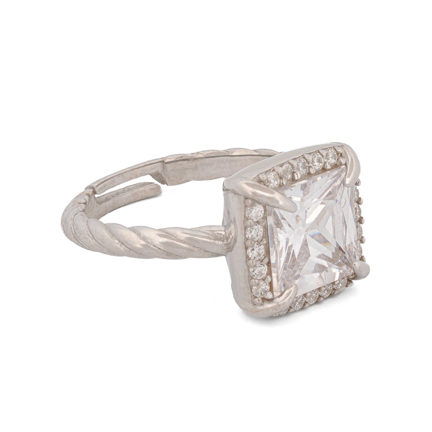 Radiant Queen Silver Diamond Statement Ring – EBRU JEWELRY