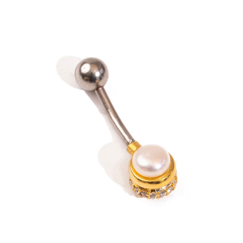 Royal Pearl & Diamond Sterling Silver Gold Plated Piercing – EBRU JEWELRY