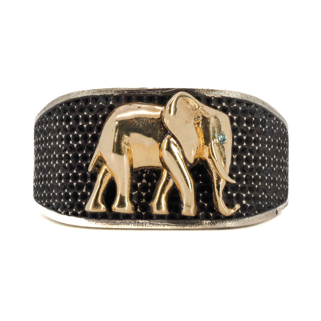 Unique Silver and Gold Elephant Ring | Ebru Jewelry